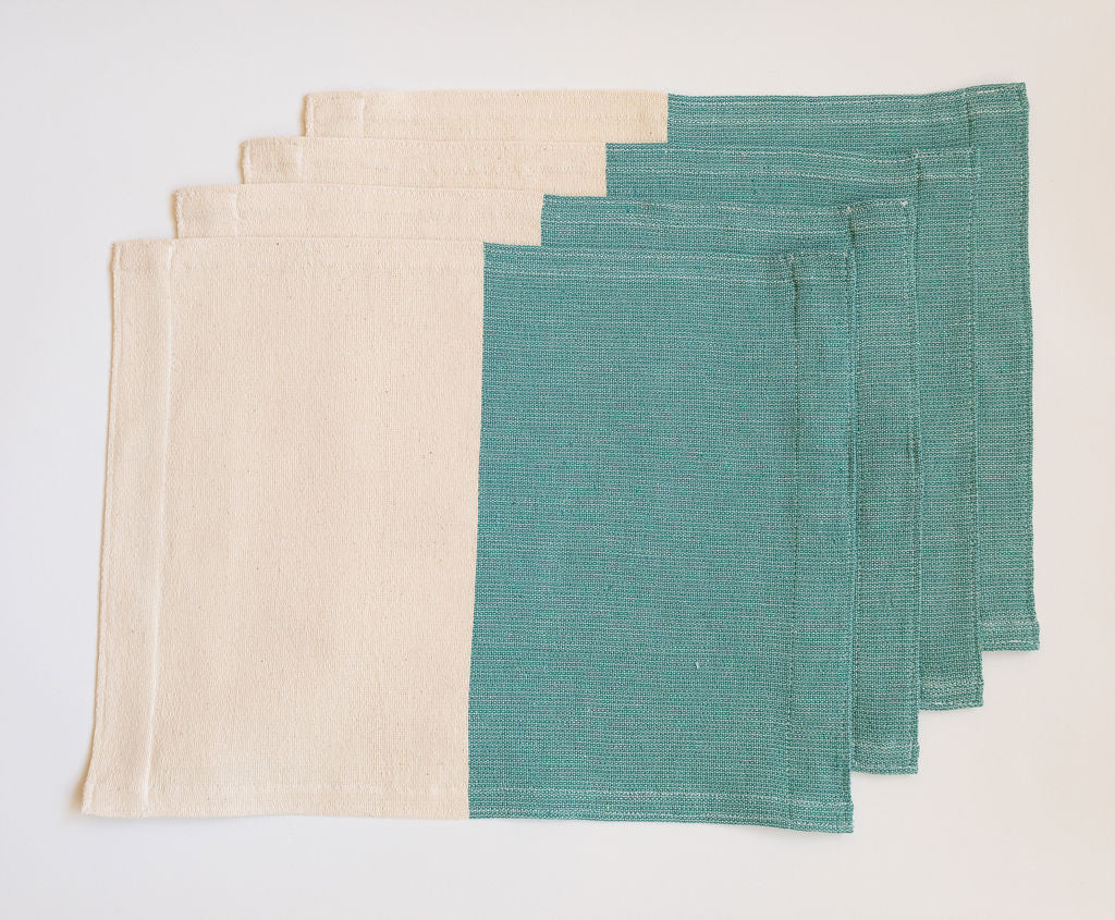 Teal Color Block Woven Cotton Placemats | Dining Textiles | Volverde